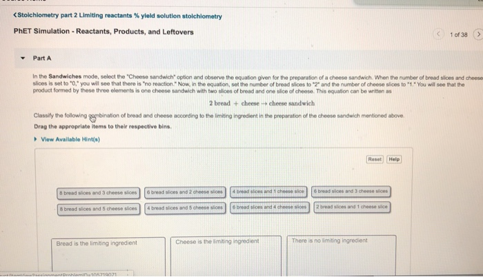 Solved Stoichiometry part 2 Limiting reactants % yield | Chegg.com