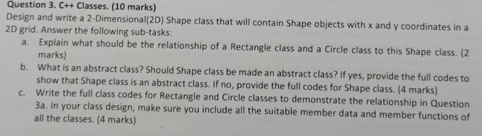 Solved Design and write a 2-Dimensional(2D) Shape class that | Chegg.com