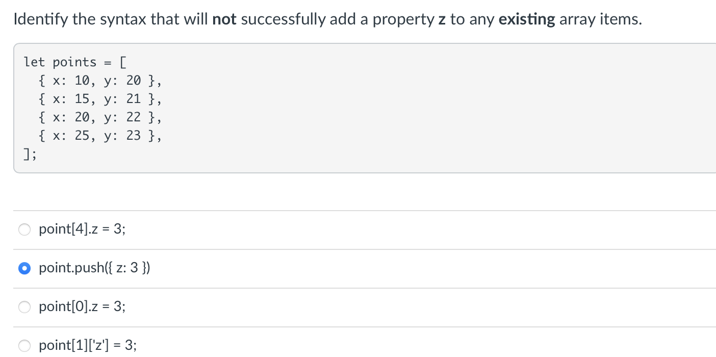 Solved Identify the syntax that will not successfully add a | Chegg.com