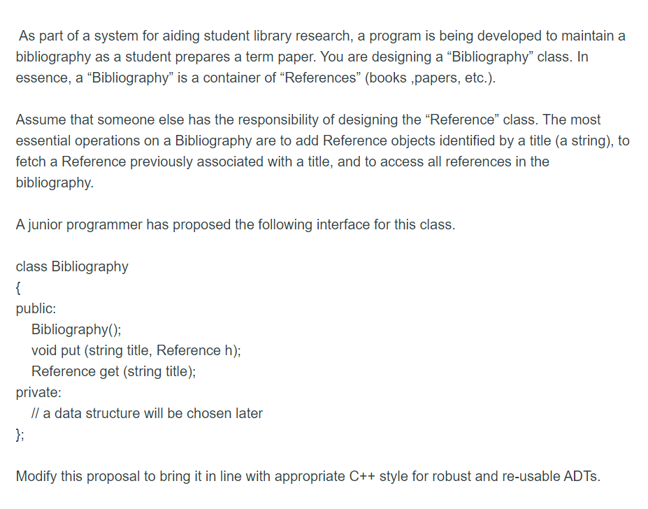 Solved As part of a system for aiding student library | Chegg.com