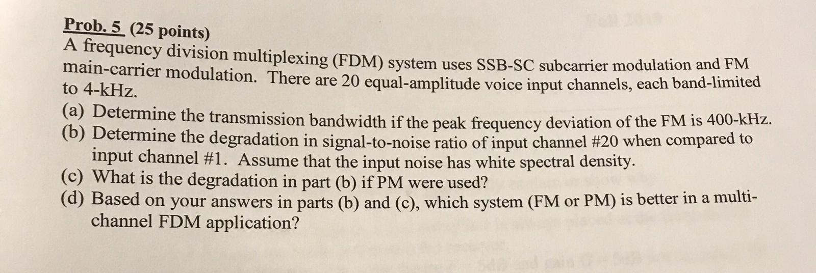 Solved modulation Prob. 5 (25 points) A frequency division | Chegg.com