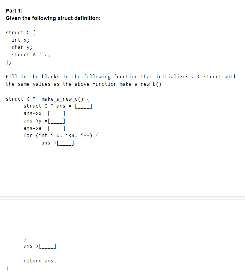 Solved Struct A Double Arr 4 Int P Struct B Int X 2173