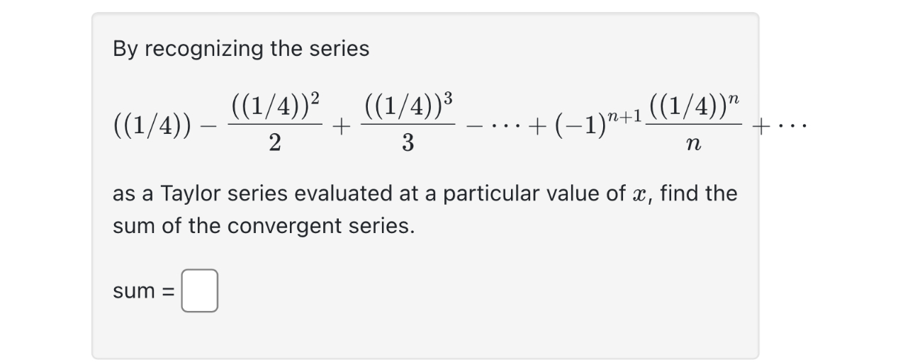 Solved By recognizing the series | Chegg.com