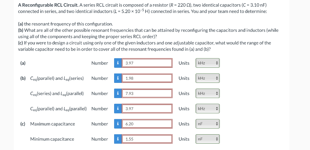Solved A Reconfigurable RCL Circuit. A series RCL circuit is | Chegg.com