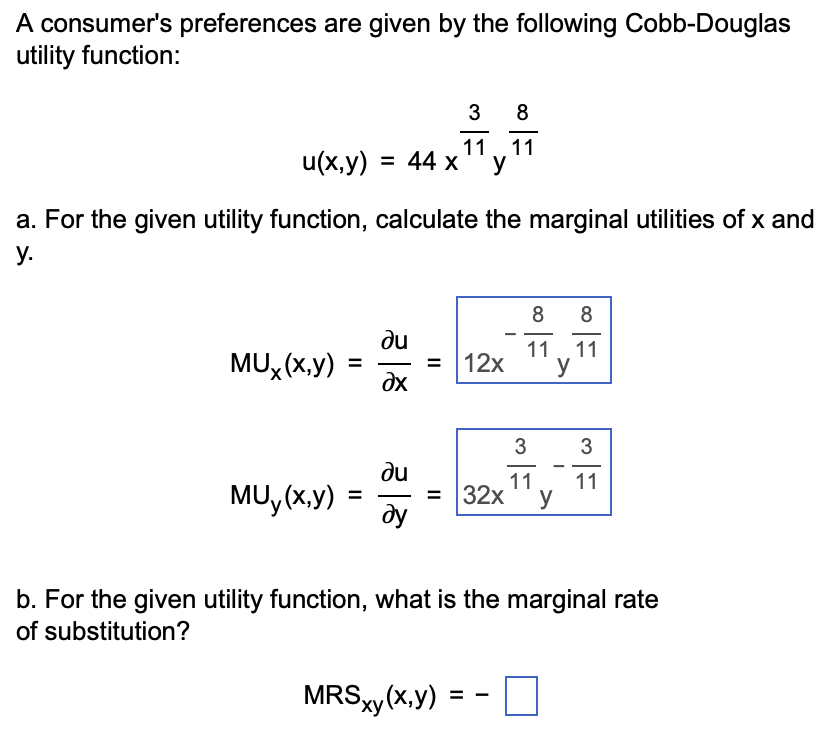 Solved A consumer's preferences are given by the following | Chegg.com