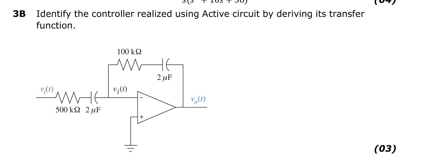 Solved 3B Identify the controller realized using Active | Chegg.com