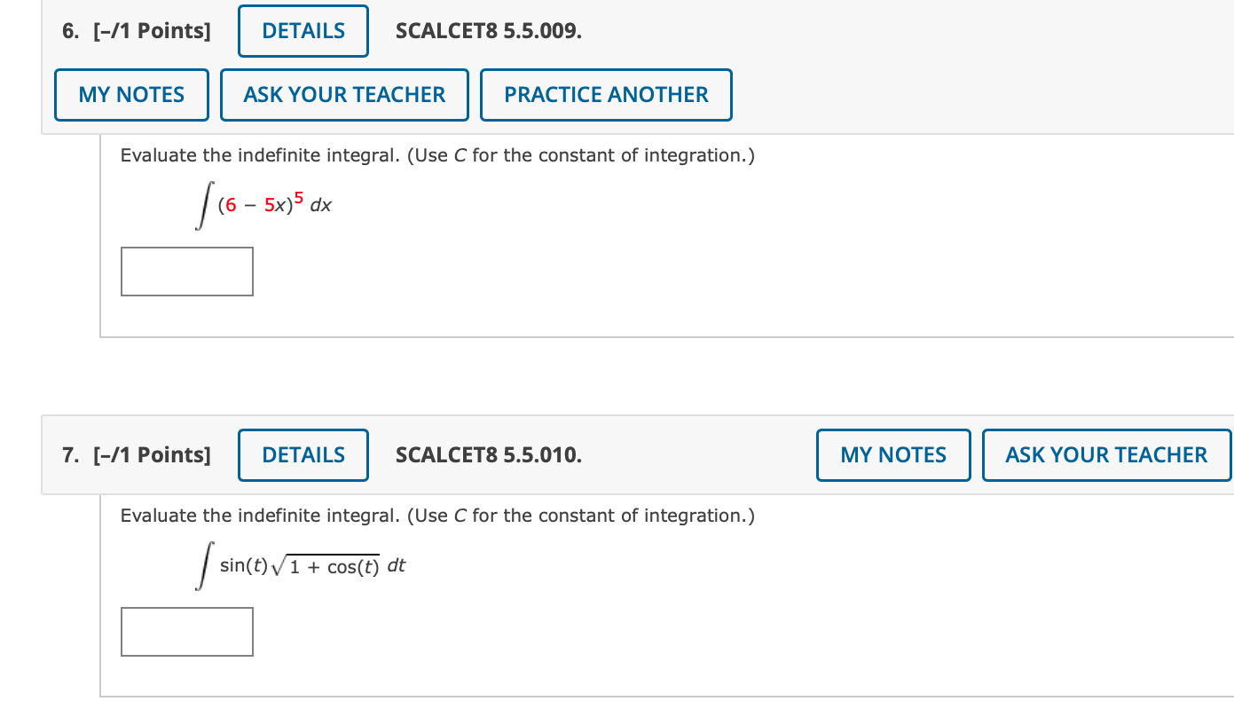 Solved Evaluate the indefinite integral. (Use C for the | Chegg.com