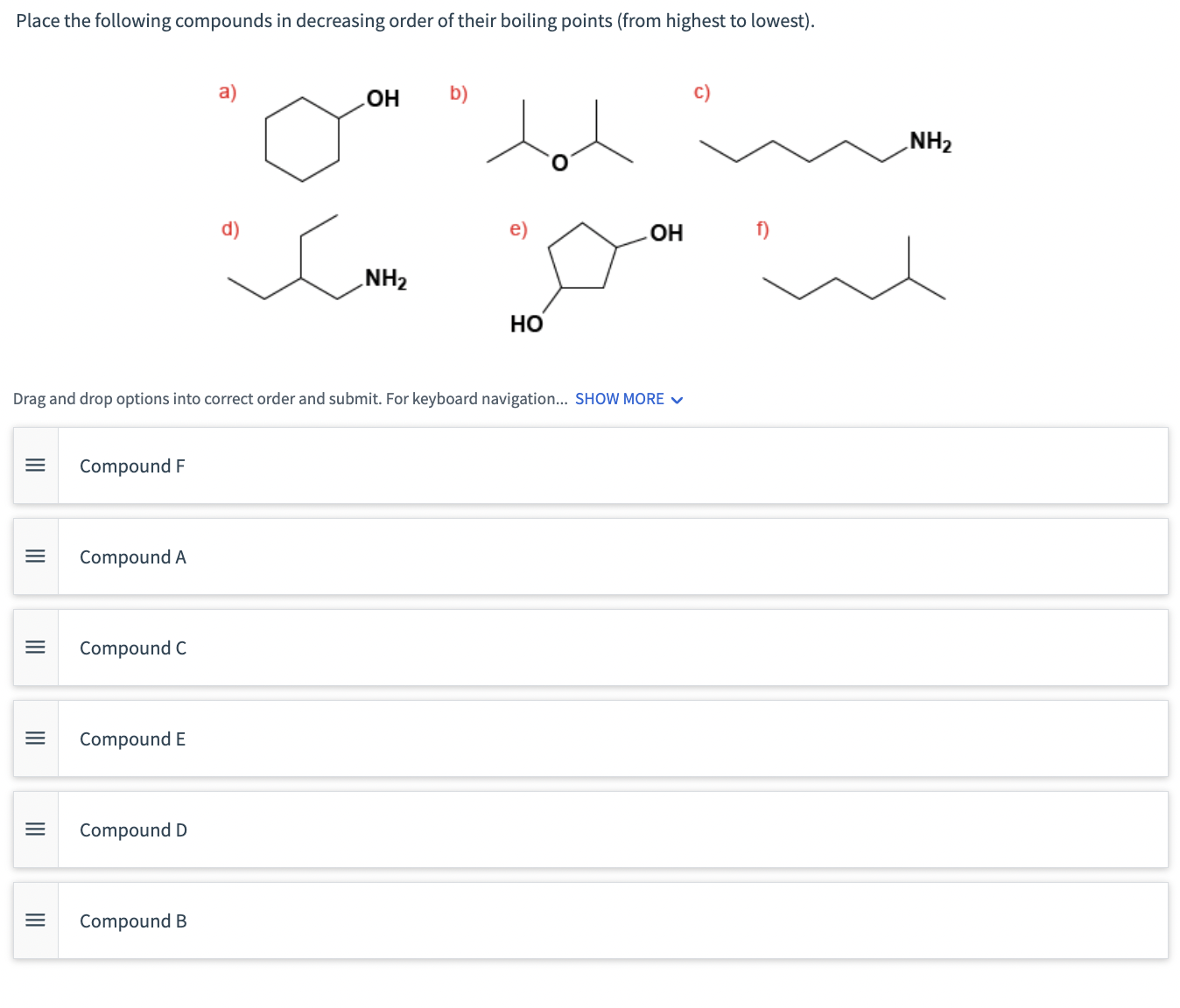 Solved Place the following compounds in decreasing order of | Chegg.com