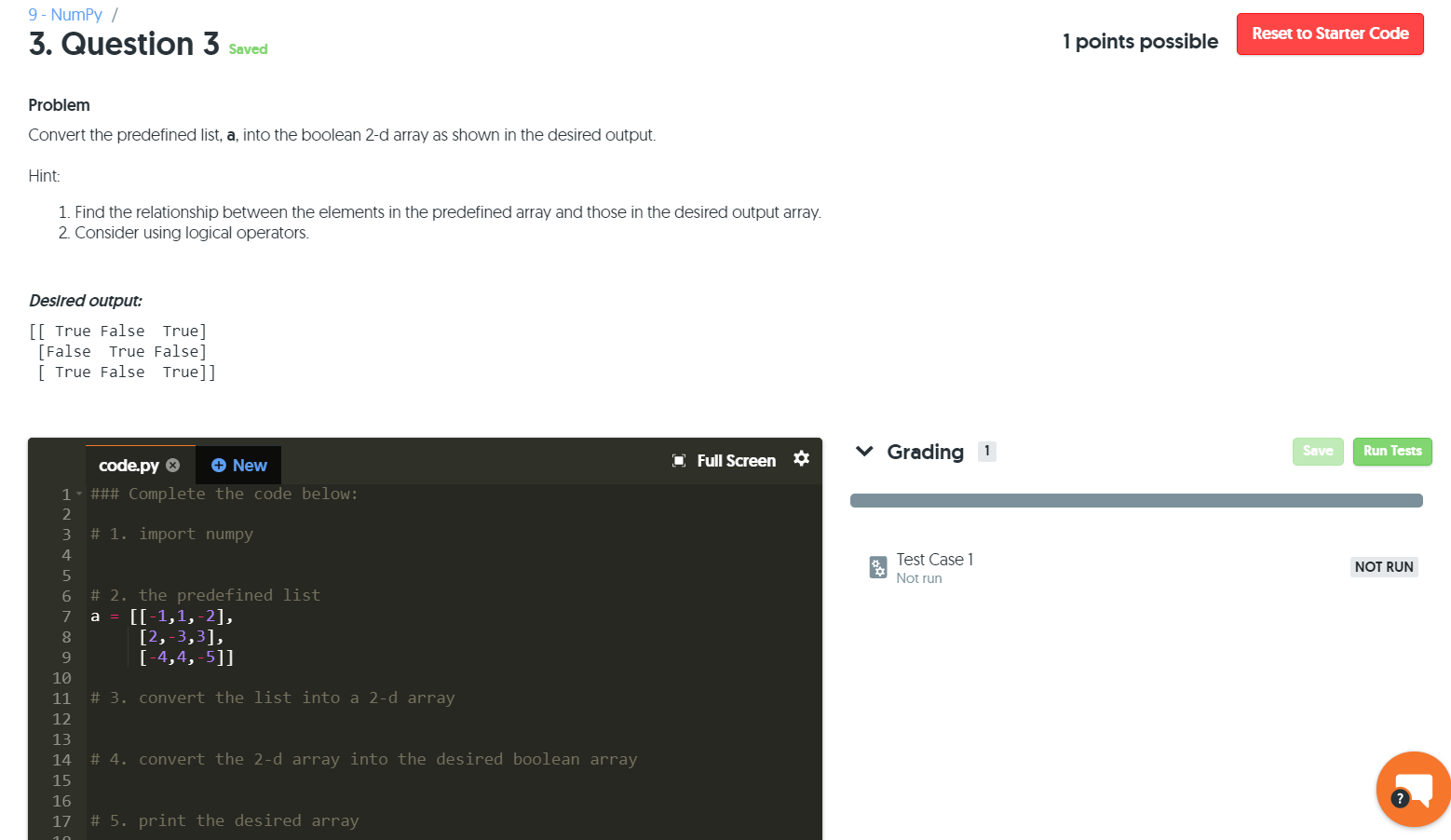 Solved Problem Convert the predefined list, a, into | Chegg.com