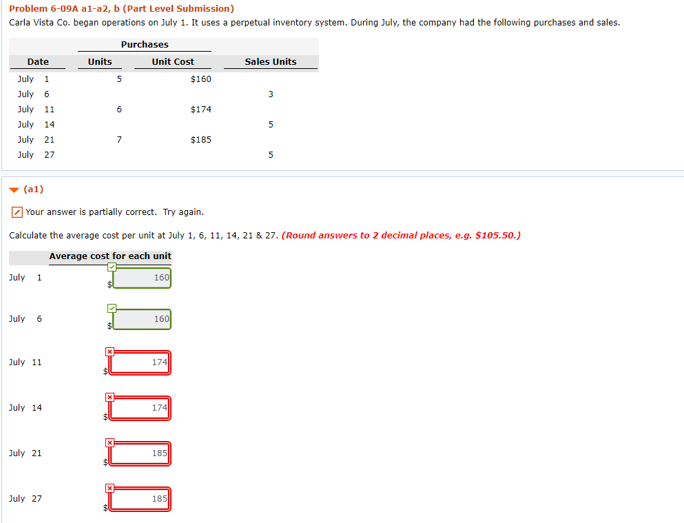 Solved Problem 6-09A al-a2, b (Part Level Submission) Carla | Chegg.com