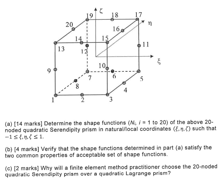 Solved (a) [14 marks] Determine the shape functions \\( | Chegg.com