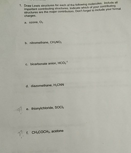 Solved 1. Draw Lewis structures for each of the following | Chegg.com