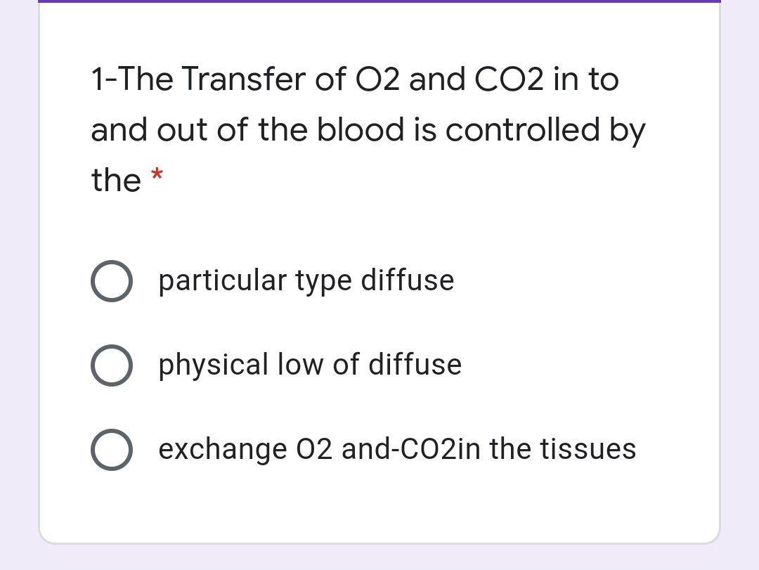 Solved 1-The Transfer of O2 and CO2 in to and out of the | Chegg.com