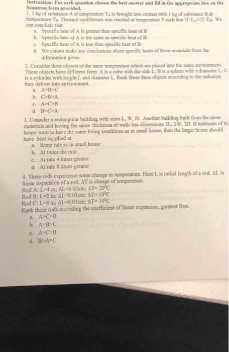 Solved Instruction: For each question choose the best answer | Chegg.com