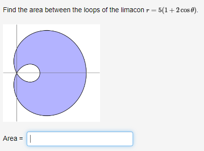 Solved Find the area between the loops of the limacon | Chegg.com