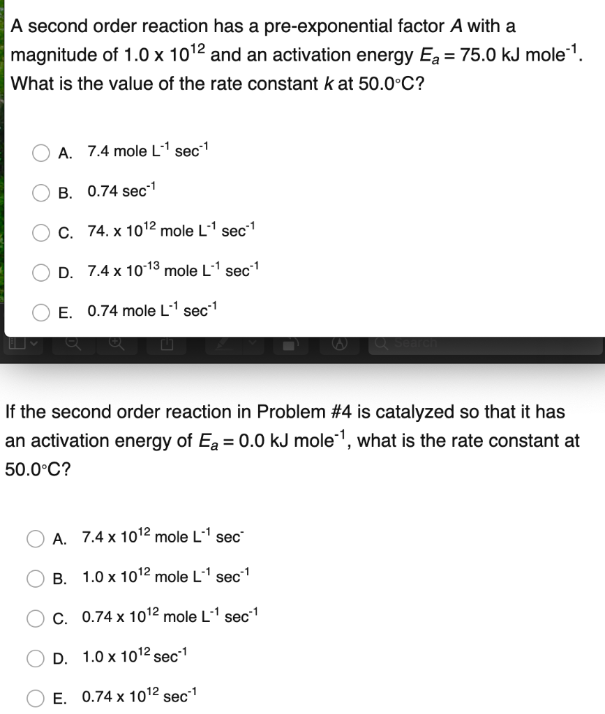 Solved A second order reaction has a pre-exponential factor | Chegg.com