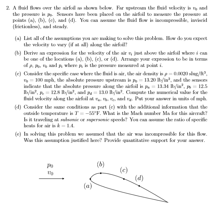 Solved 2. A fluid flows over the airfoil as shown below. Far | Chegg.com