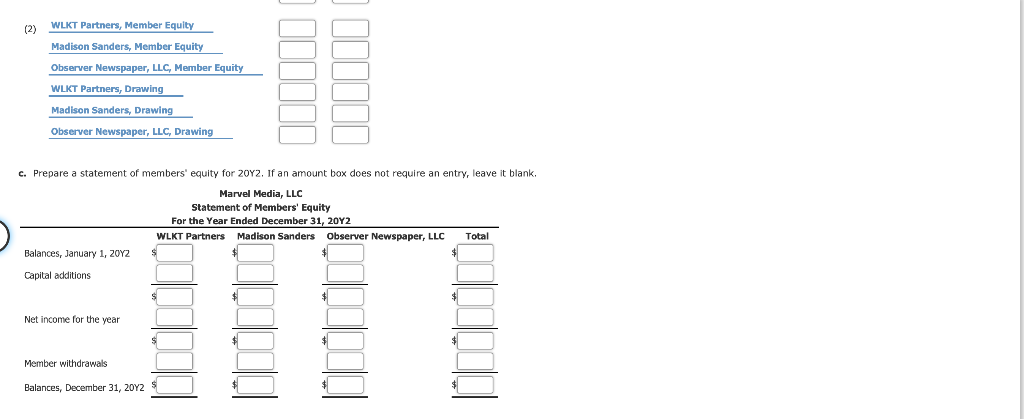 Solved LLC Net Income and Statement of Members' Equity | Chegg.com