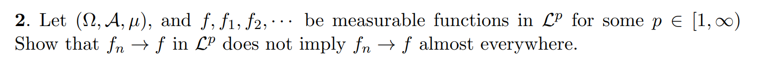 Solved 2. Let (Ω,A,μ), and f,f1,f2,⋯ be measurable functions | Chegg.com