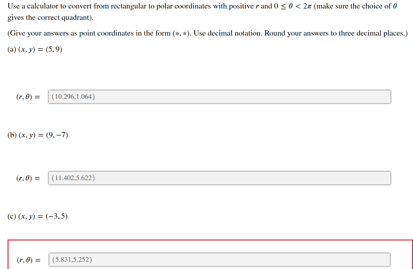 Solved Use a calculator to convert from rectangular to polar | Chegg.com