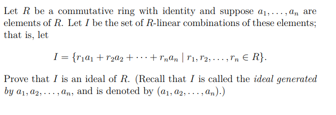 Solved Let R be a commutative ring with identity and suppose | Chegg.com