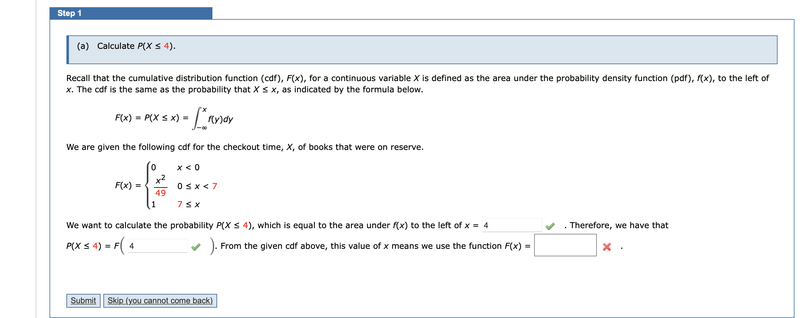 Solved ome back to the skipped part. Tutorial Exercise Let X | Chegg.com