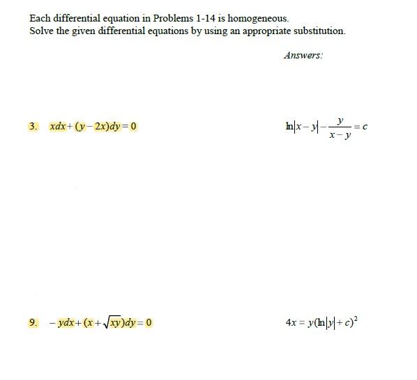 Solved Each differential equation in Problems 1-14 is | Chegg.com
