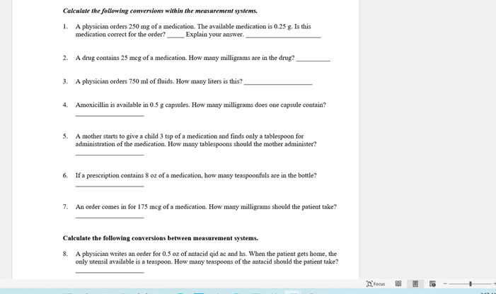 Solved Calculate the following conversions within the | Chegg.com