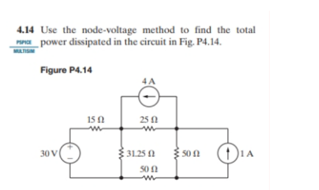 Solved 4.14 Use the node-voltage method to find the total | Chegg.com
