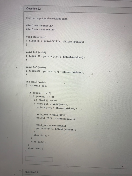 Solved Question 22 Give the output for the following code. | Chegg.com