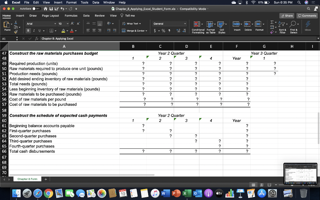 Solved Required information Chapter 8: Applying Excel | Chegg.com