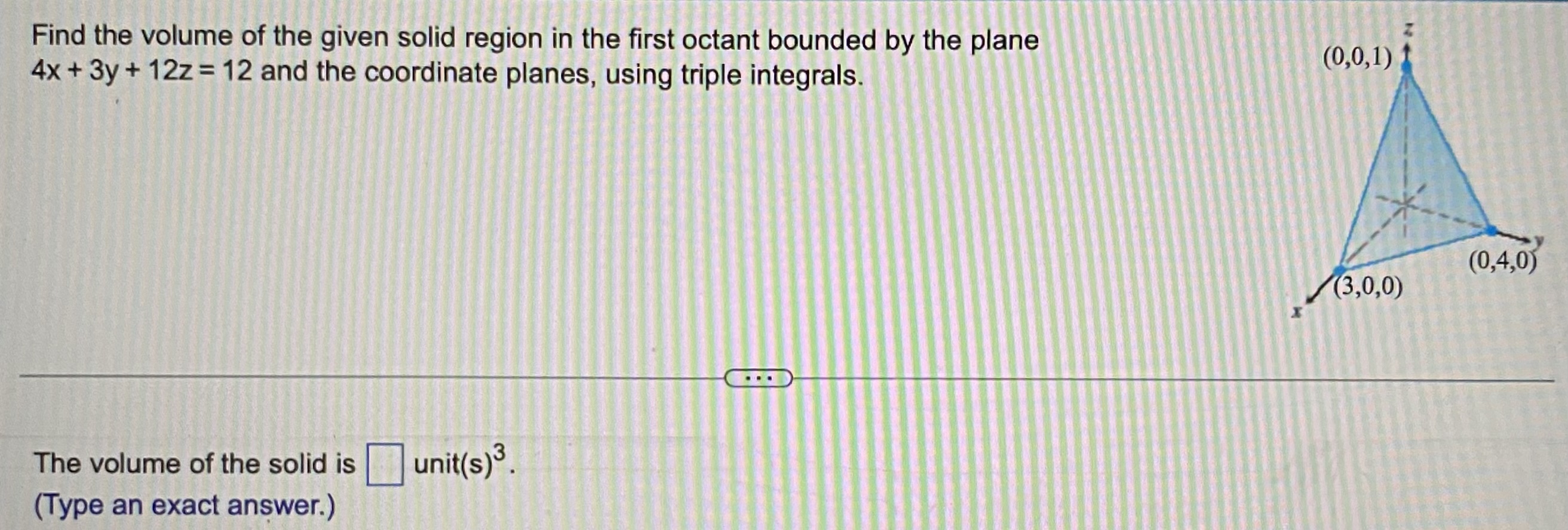 Solved Find the volume of the given solid region in the | Chegg.com