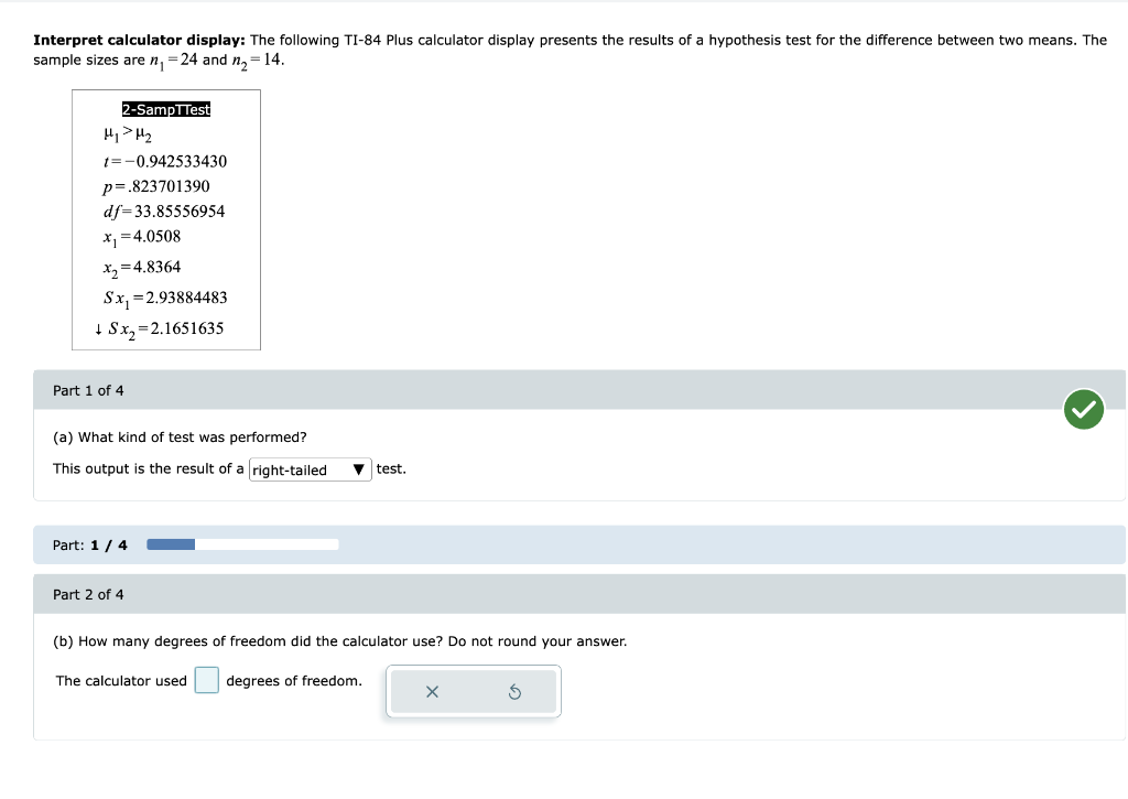 Solved Interpret calculator display: The following TI-84 | Chegg.com