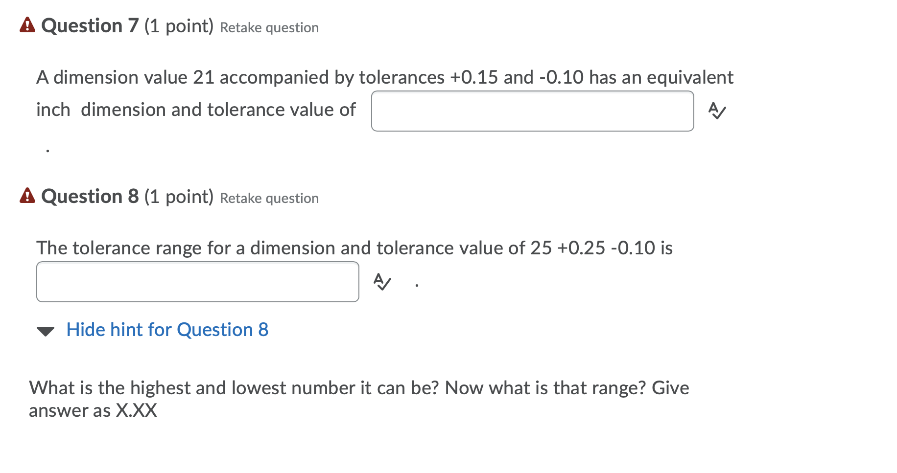 Solved A Question 7 (1 point) Retake question A dimension | Chegg.com
