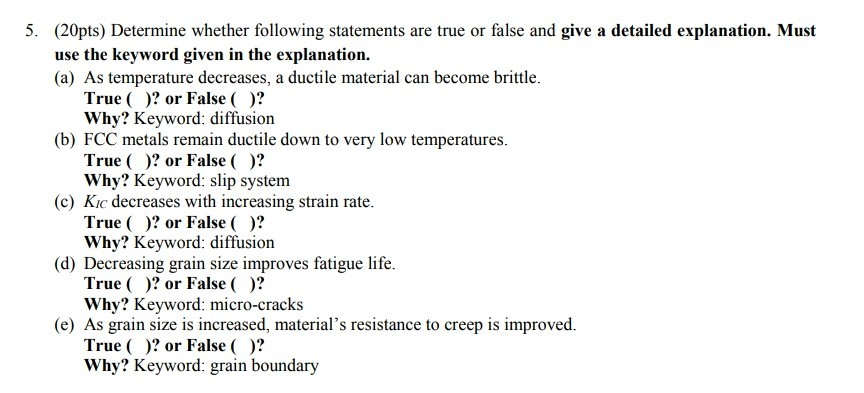 Solved 5. (20pts) Determine whether following statements are | Chegg.com Solved 5. (20pts) Determine whether following statements are | Chegg.com
