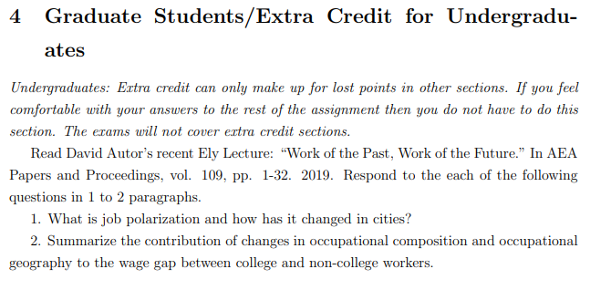 4 Graduate Students/Extra Credit for Undergradu- ates | Chegg.com