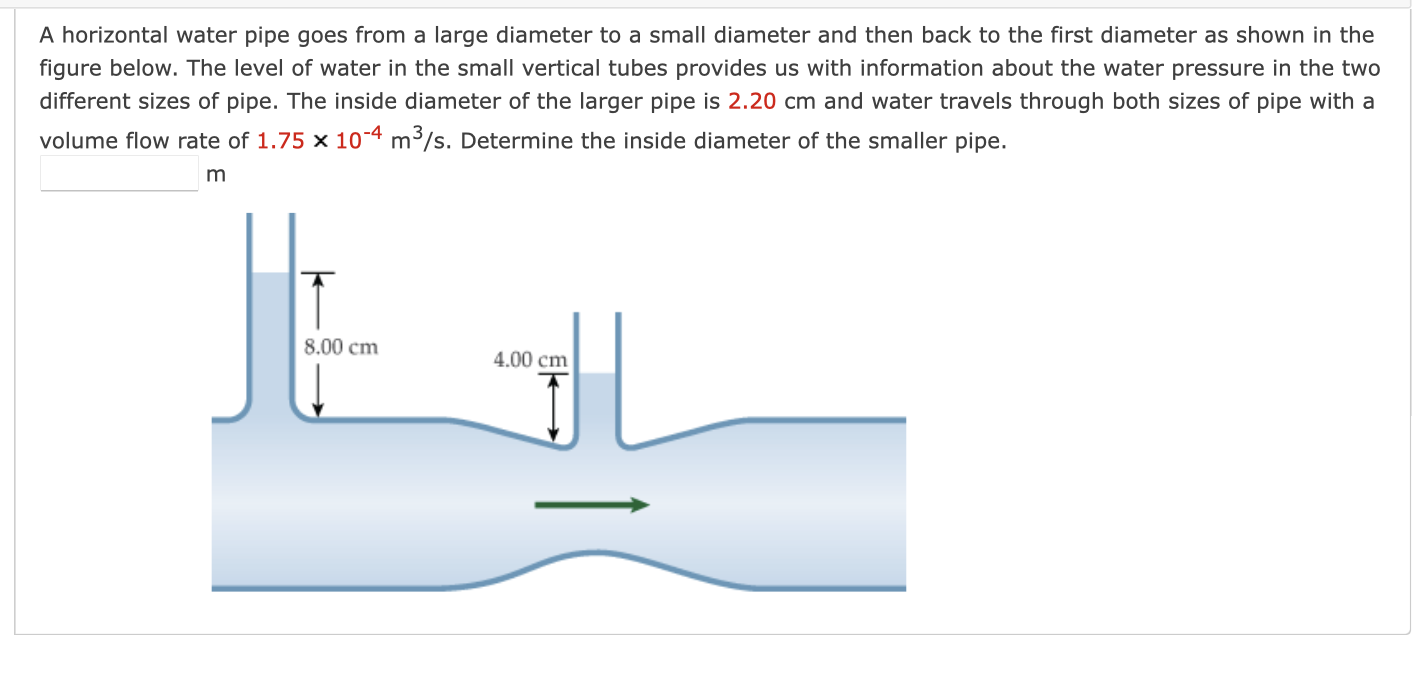 Solved A horizontal water pipe goes from a large diameter to | Chegg.com