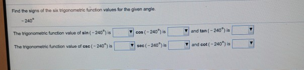 Solved Find the signs of the six trigonometric function | Chegg.com