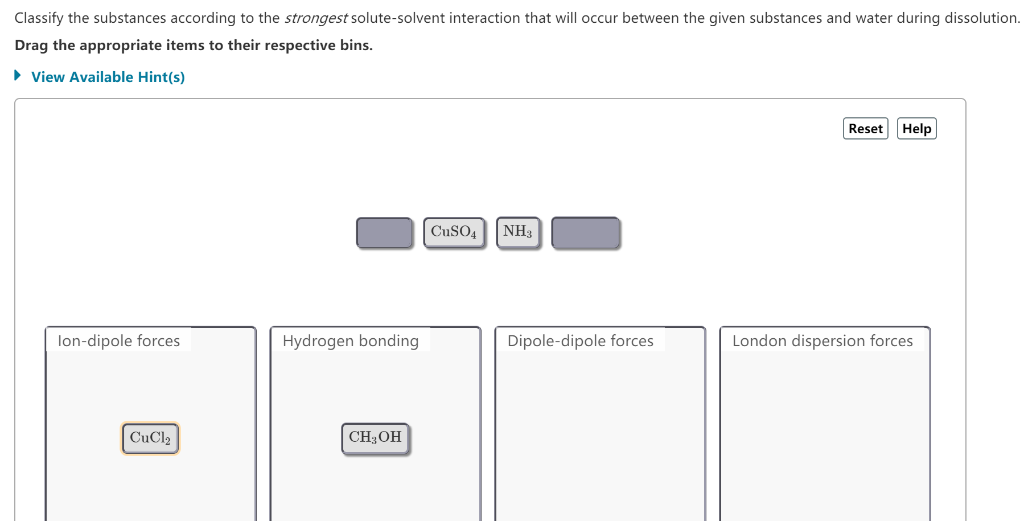 Solved Classify the substances according to the strongest | Chegg.com