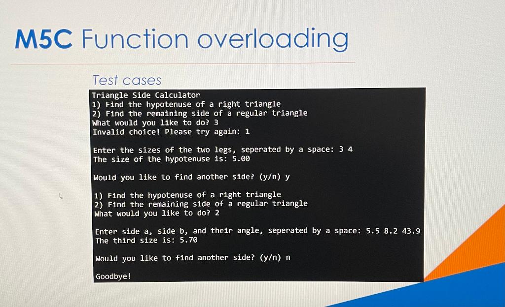 Solved M5C Function overloading 1. Write a function called | Chegg.com