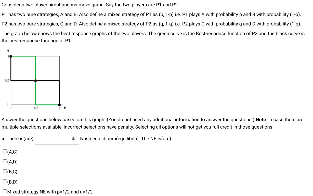 Solved Consider a two player simultaneous-move game. Say the | Chegg.com