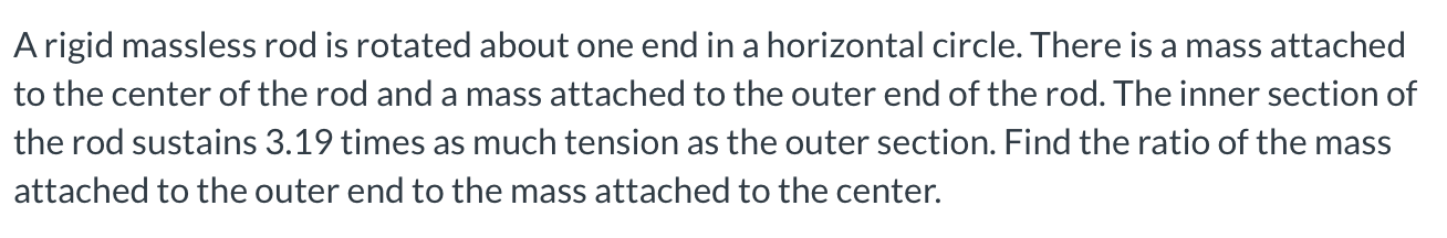 Solved A rigid massless rod is rotated about one end in a | Chegg.com
