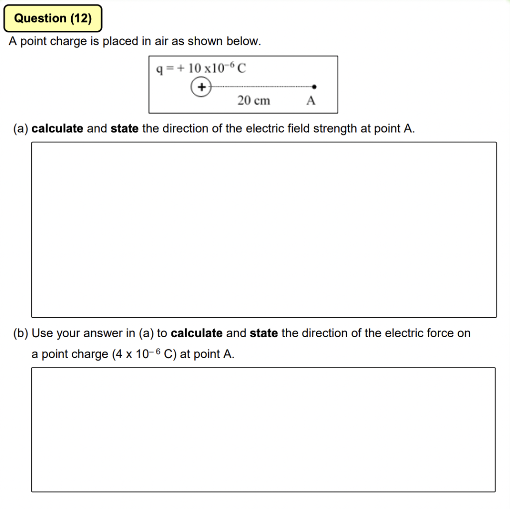 Solved A point charge is placed in air as shown below. (a) | Chegg.com