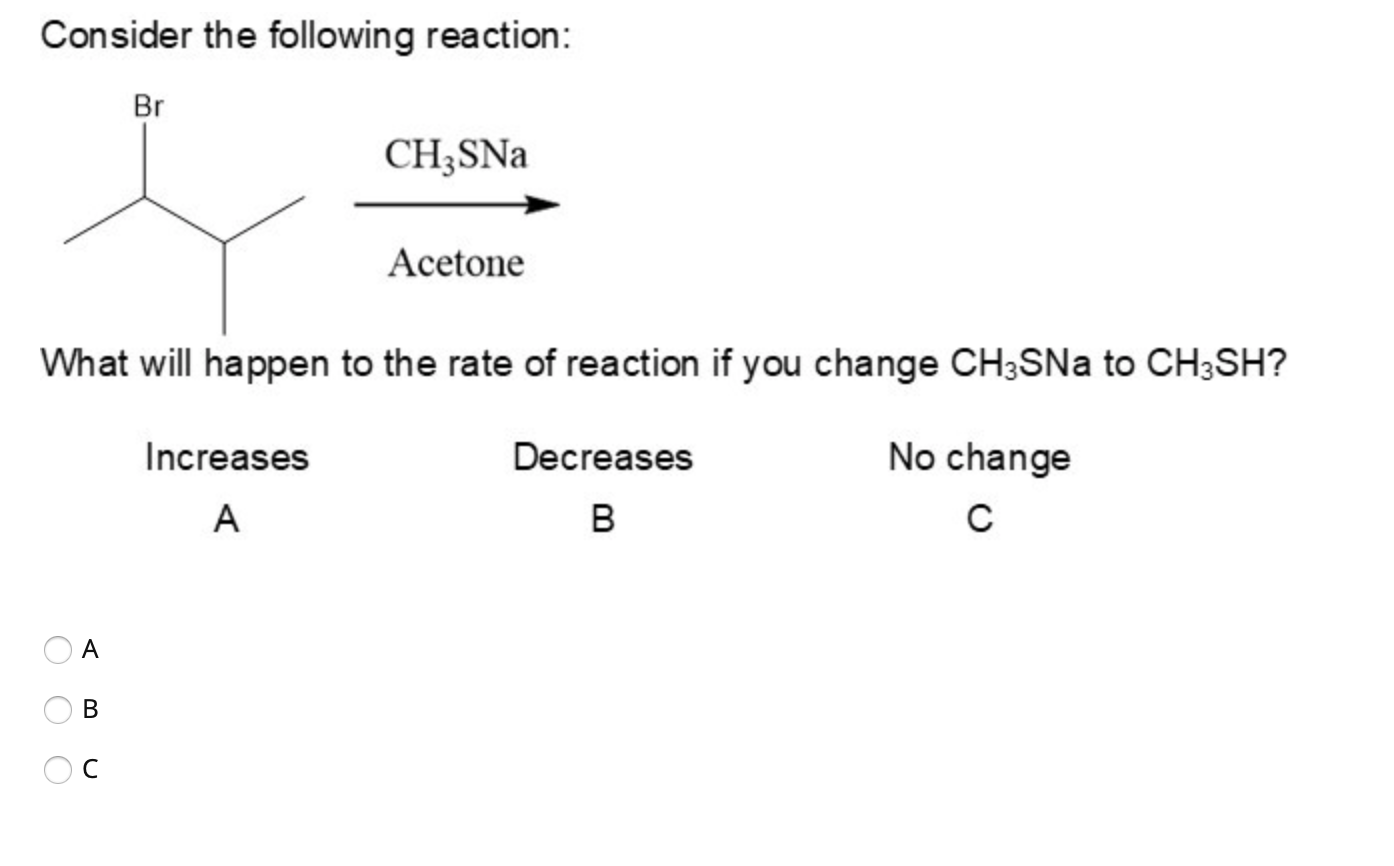Solved Consider the following reaction: CH3SNa Acetone What | Chegg.com