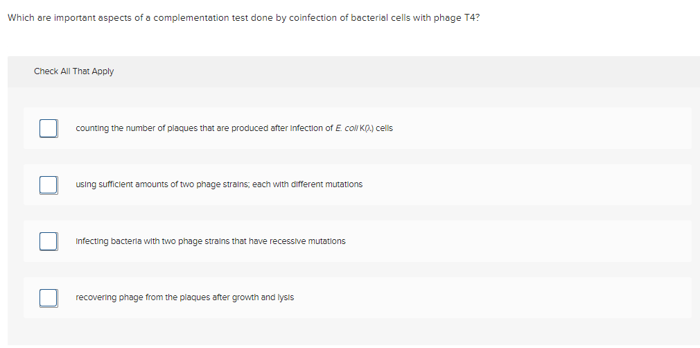 Solved Which are important aspects of a complementation test | Chegg.com
