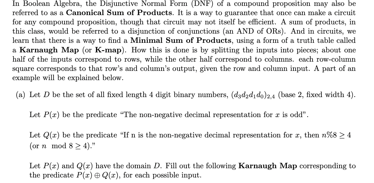 Solved In Boolean Algebra The Disjunctive Normal Form Dnf
