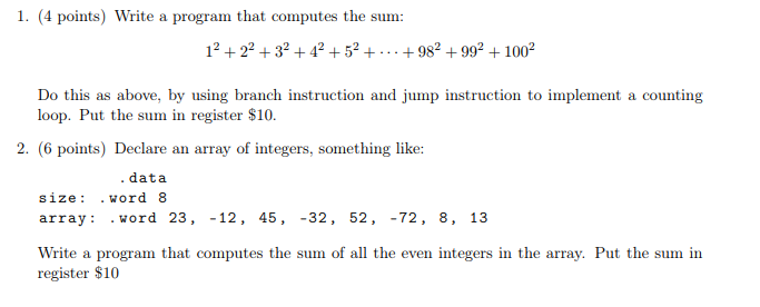 1. (4 points) Write a program that computes the sum: | Chegg.com