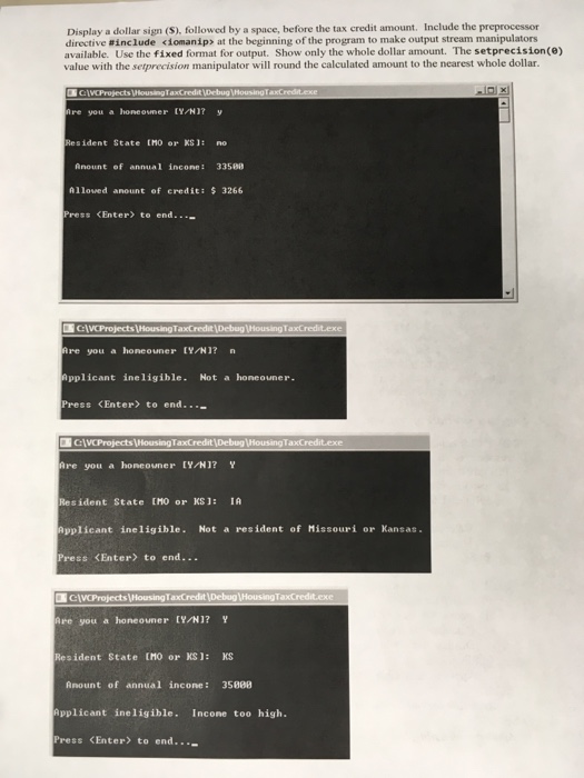 Solved write the given outcome in a C++ program using visual | Chegg.com