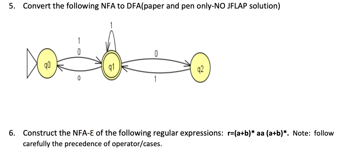 Solved 5 . Convert the following NFA to DFA(paper and pen | Chegg.com