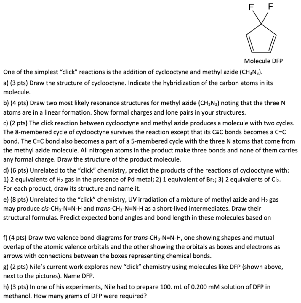 Solved F F Molecule DFP One of the simplest “click” | Chegg.com